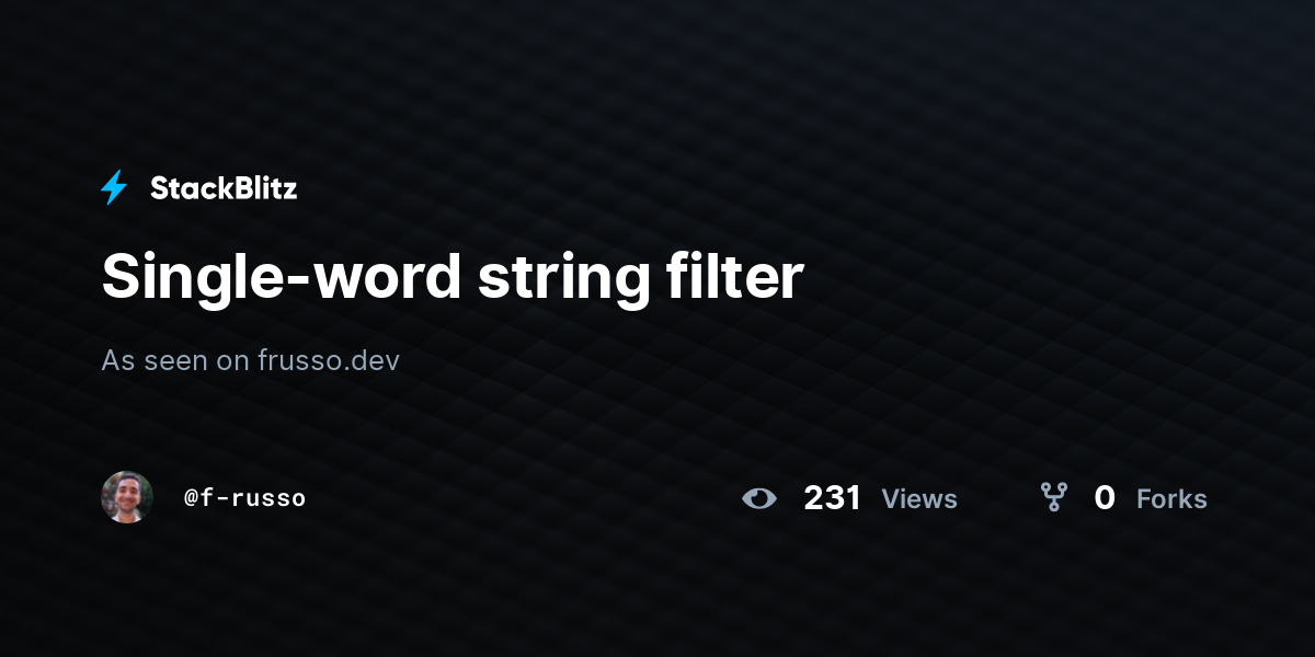 Single-word string filter - StackBlitz