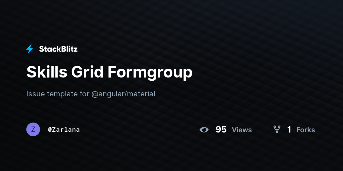 Skills Grid Formgroup - StackBlitz