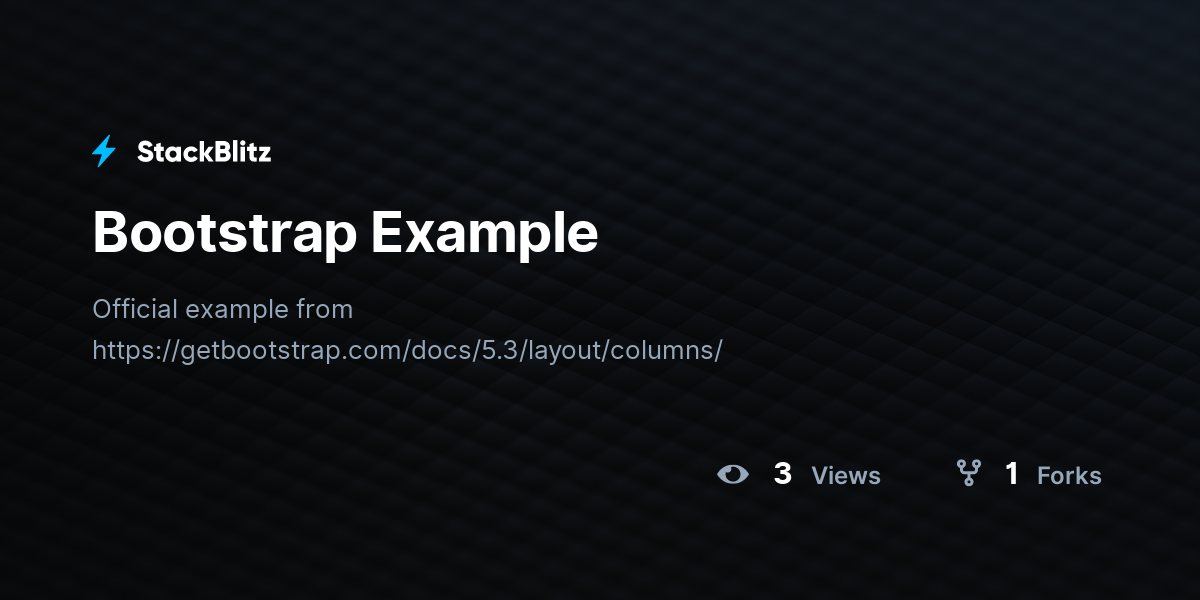 Bootstrap Example Stackblitz