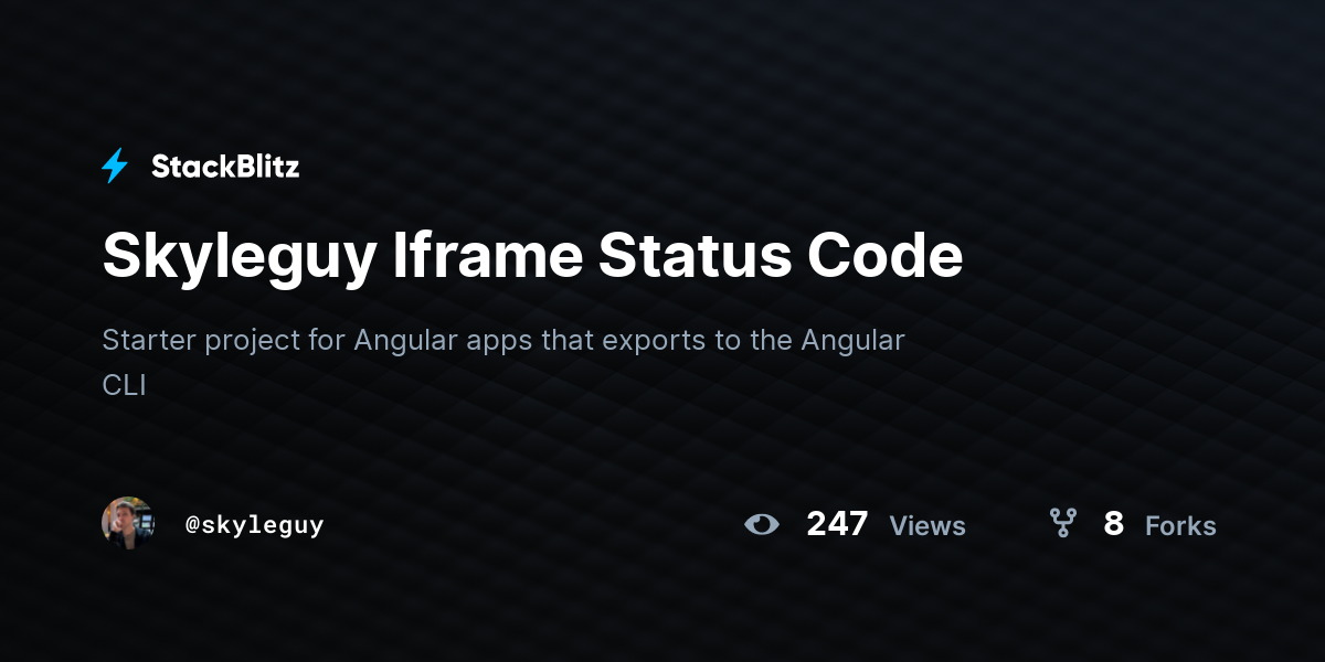 Skyleguy Iframe Status Code - StackBlitz