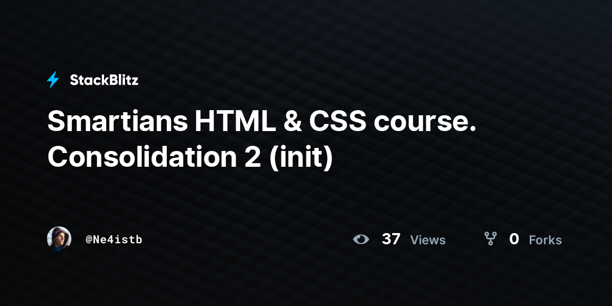 Smartians HTML & CSS course. Consolidation 2 (init) - StackBlitz