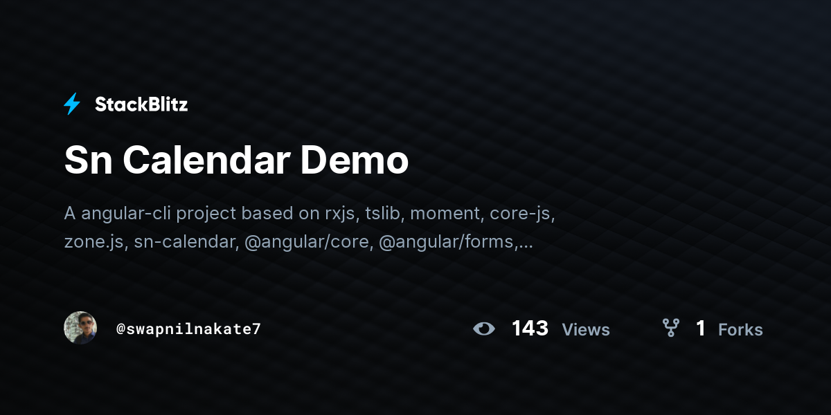 Sn Calendar Demo - StackBlitz