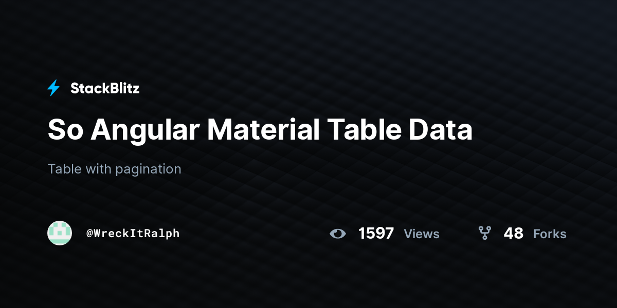 So Angular Material Table Data - StackBlitz