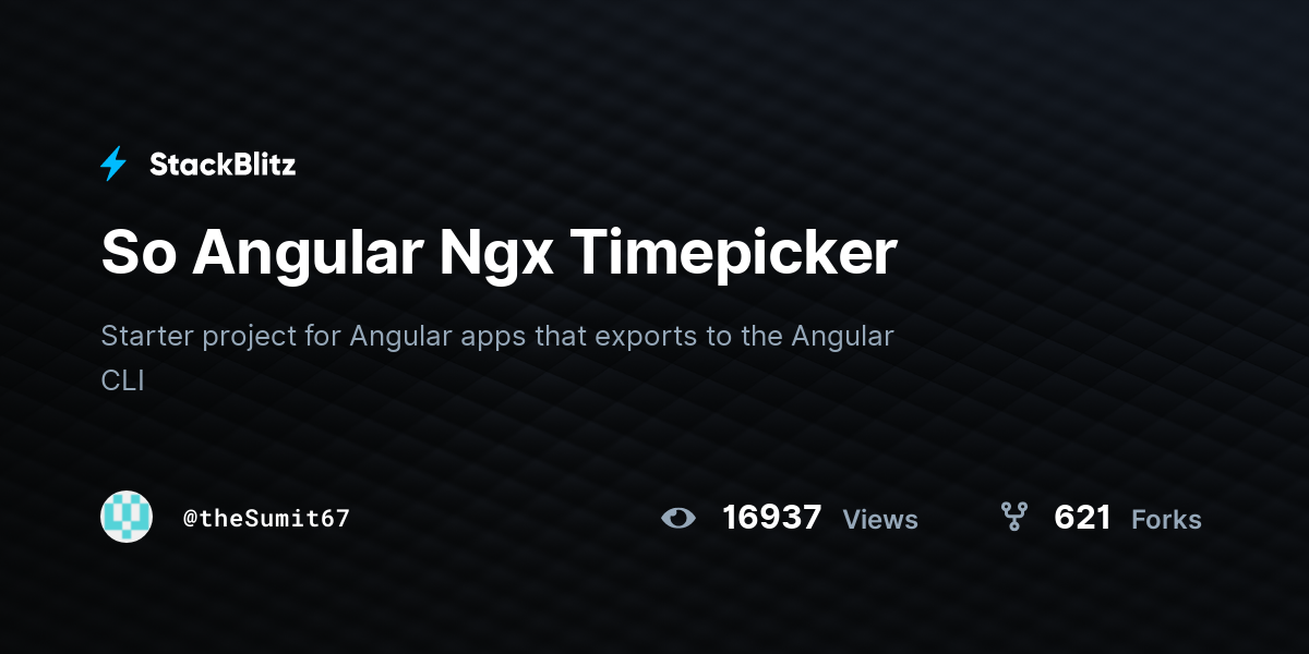 So Angular Ngx Timepicker - StackBlitz So Angular Ngx Timepicker - StackBlitz