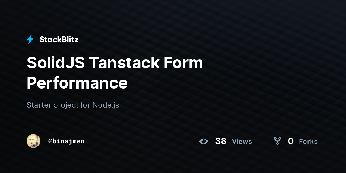 SolidJS Tanstack Form Performance - StackBlitz