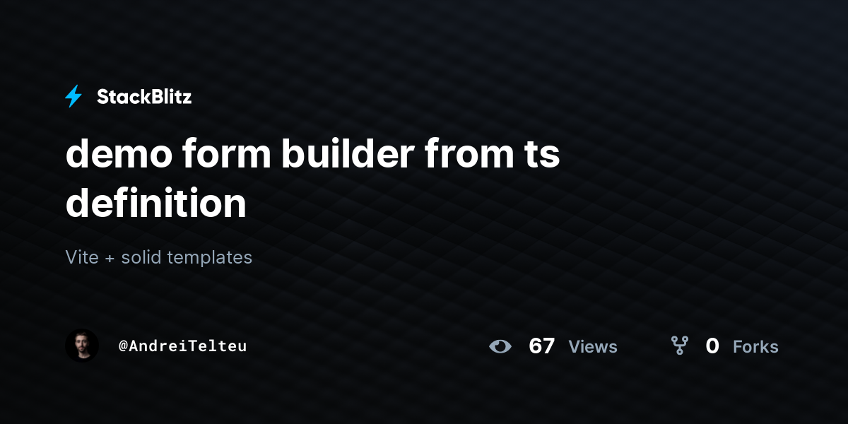 demo form builder from ts definition - StackBlitz