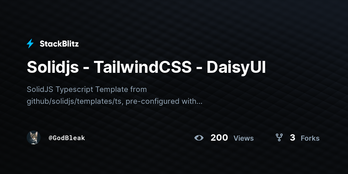 Solidjs Tailwindcss Daisyui Stackblitz