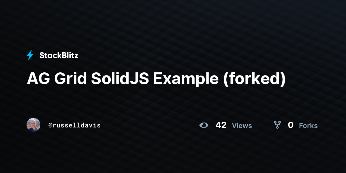 AG Grid SolidJS Example (forked) - StackBlitz