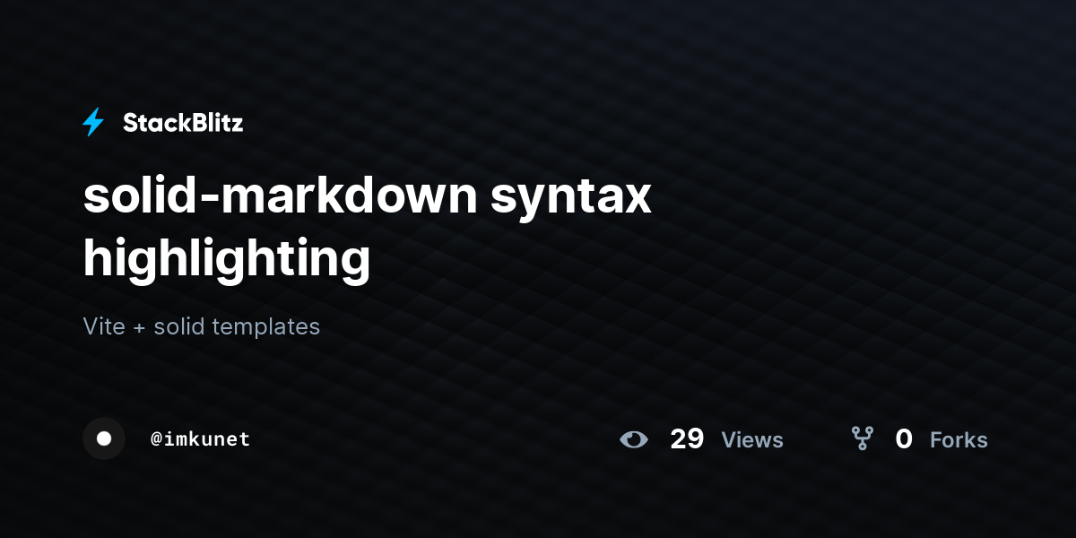 solid-markdown syntax highlighting - StackBlitz