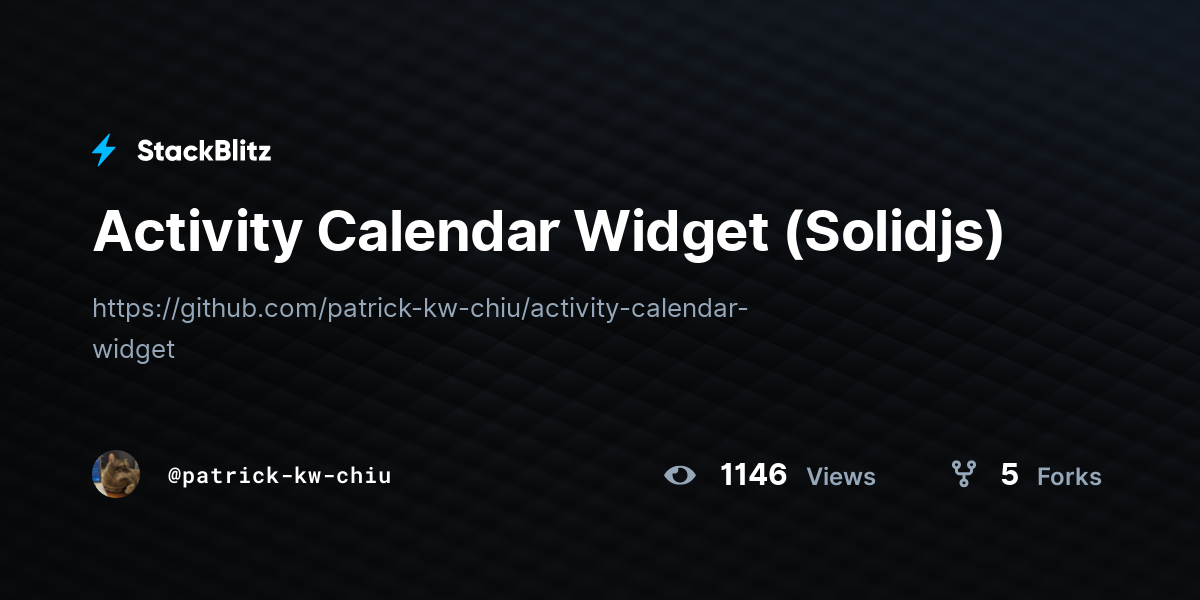 Activity Calendar Widget (Solidjs) - StackBlitz