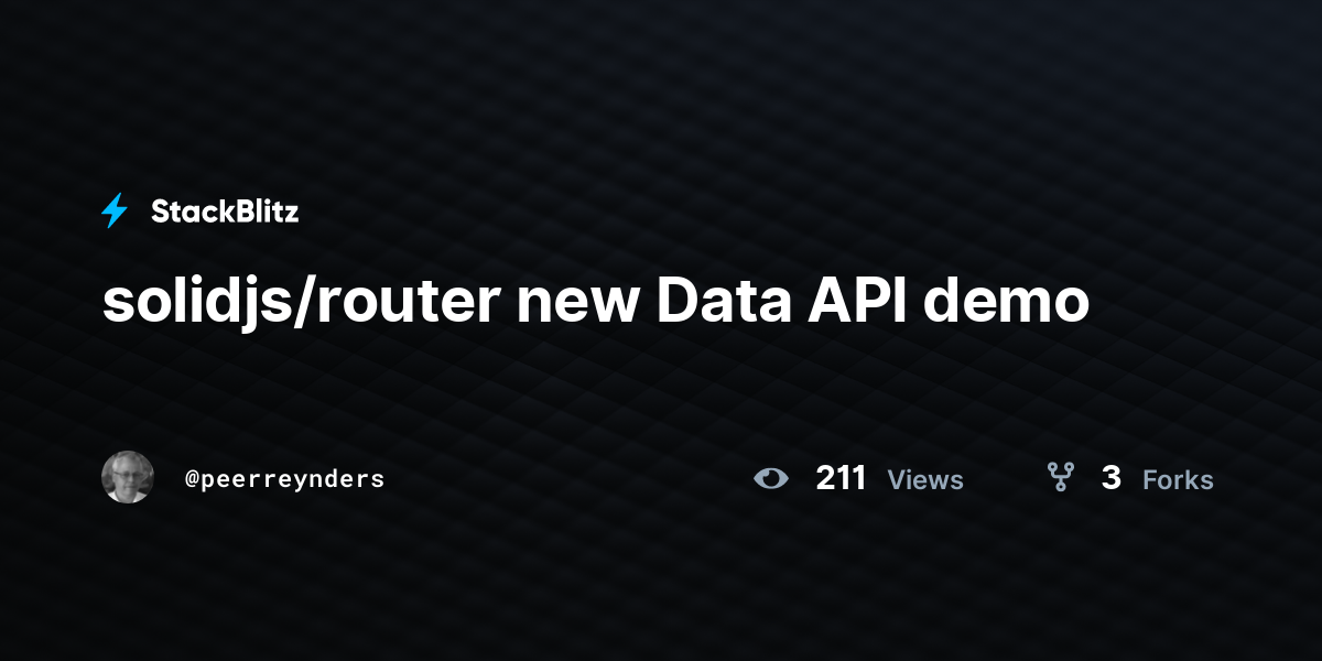 solidjs/router new Data API demo - StackBlitz