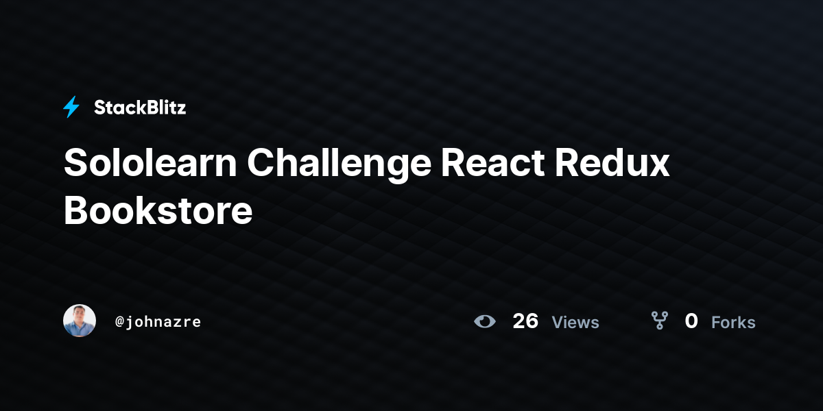 Sololearn Challenge React Redux Bookstore - StackBlitz Sololearn Challenge React Redux Bookstore - StackBlitz