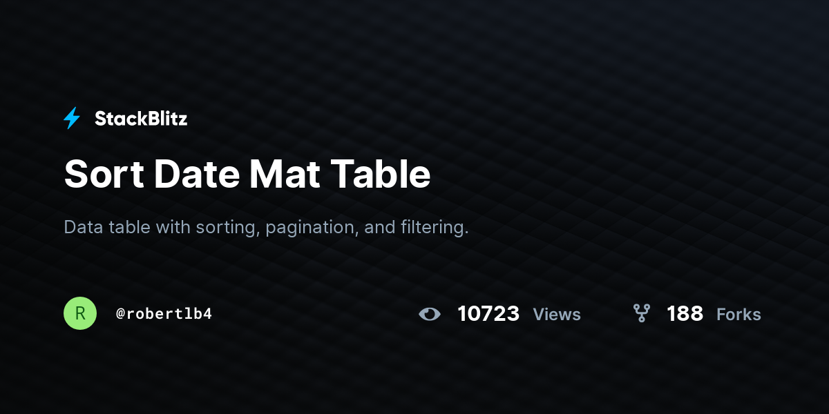 Sort Date Mat Table - StackBlitz