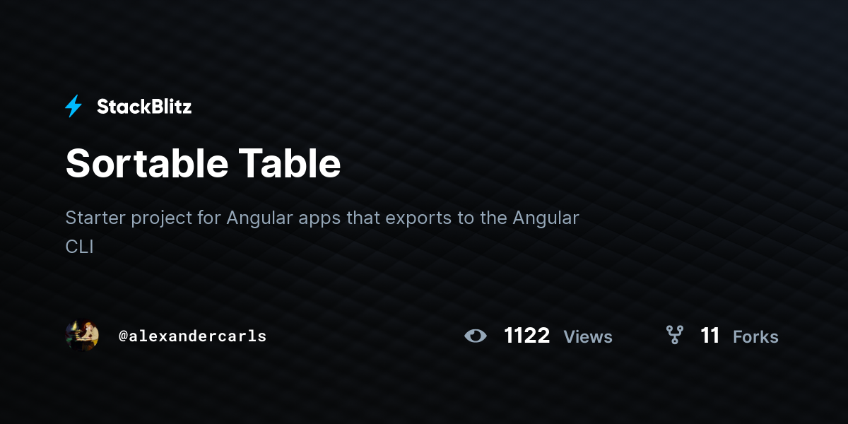 Sortable Table - StackBlitz