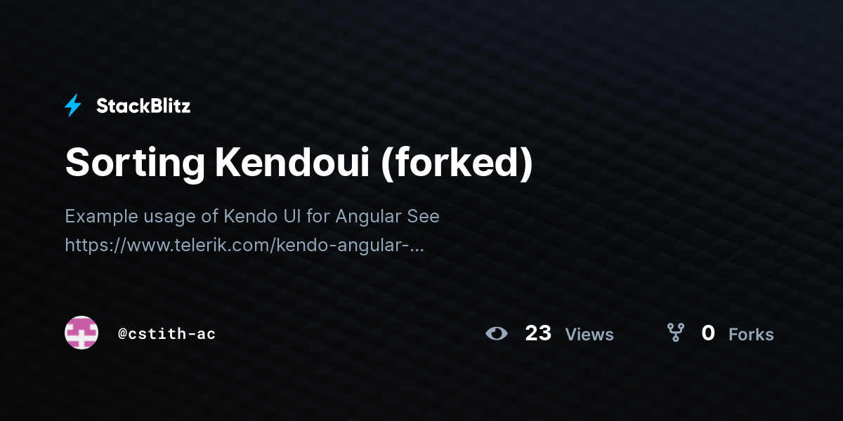 Sorting Kendoui (forked) - StackBlitz Sorting Kendoui (forked) - StackBlitz
