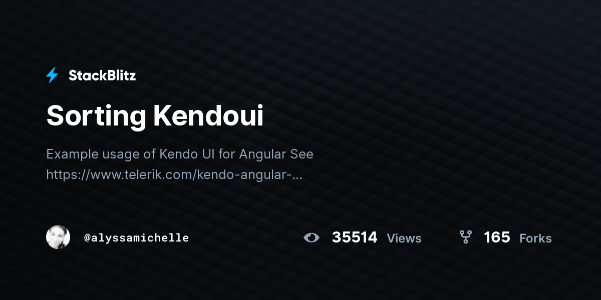 Sorting Kendoui - StackBlitz