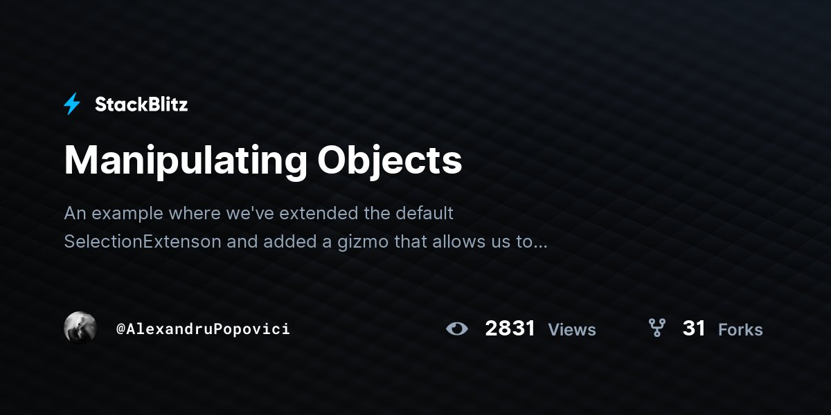 Manipulating Objects - StackBlitz