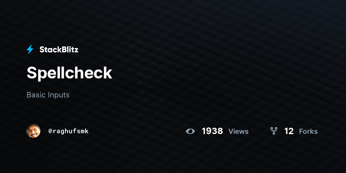 Spellcheck - StackBlitz