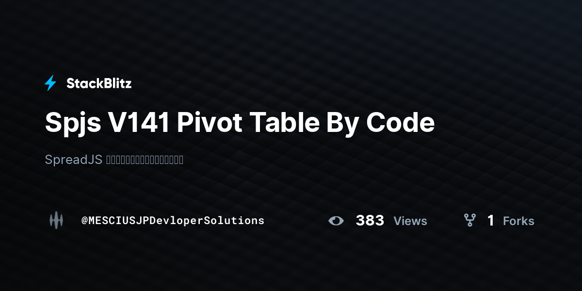 Spjs V141 Pivot Table By Code - StackBlitz