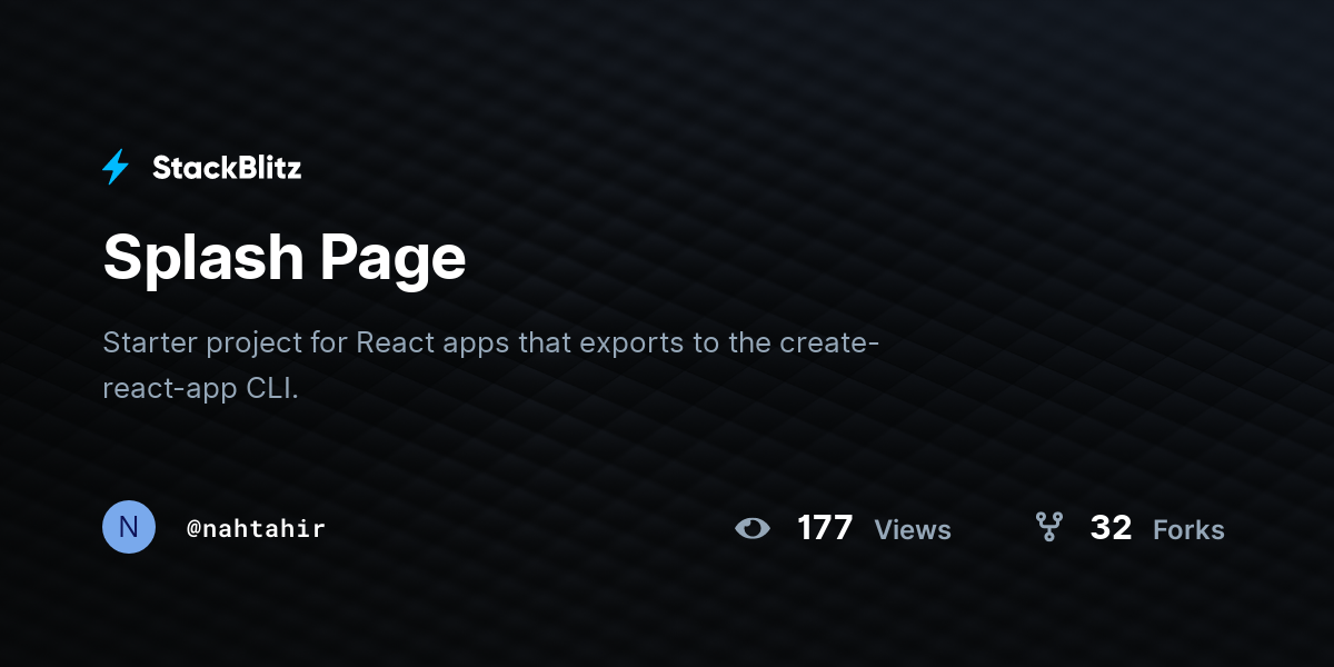 Splash Page - StackBlitz