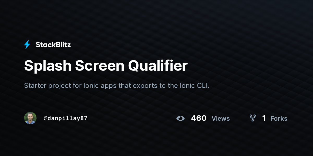 Splash Screen Qualifier - StackBlitz