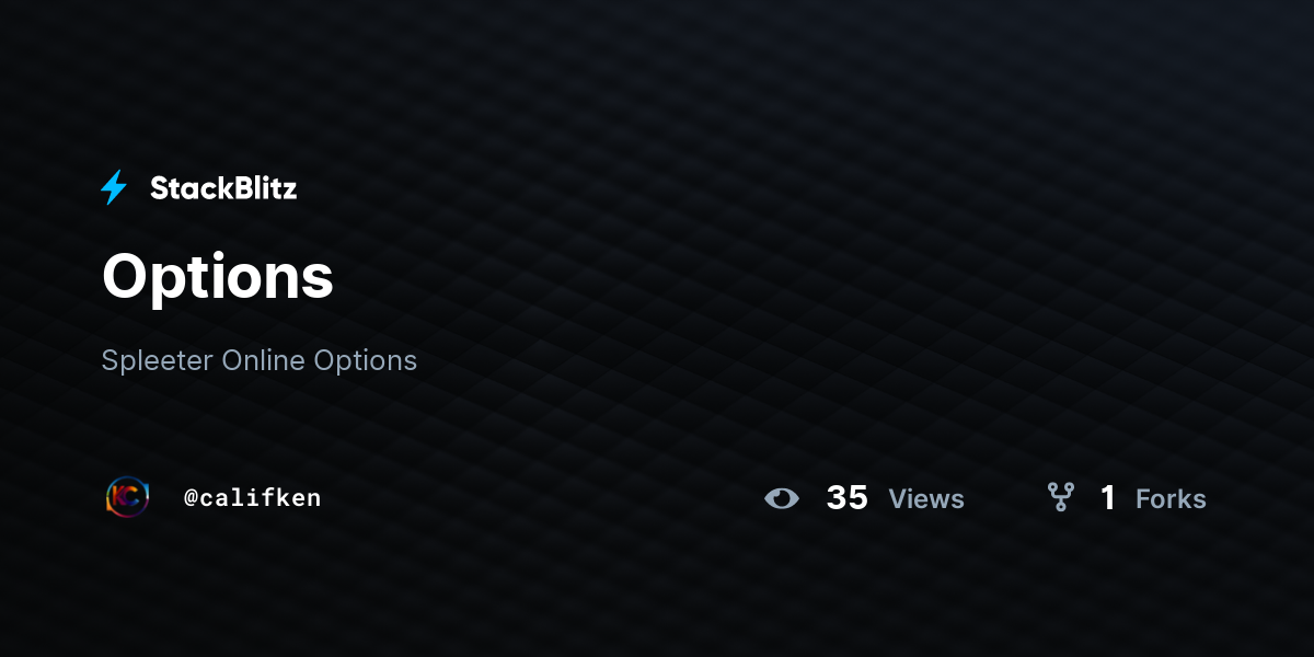 Options Stackblitz