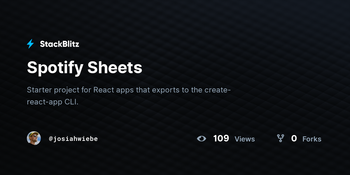 Spotify Sheets - StackBlitz