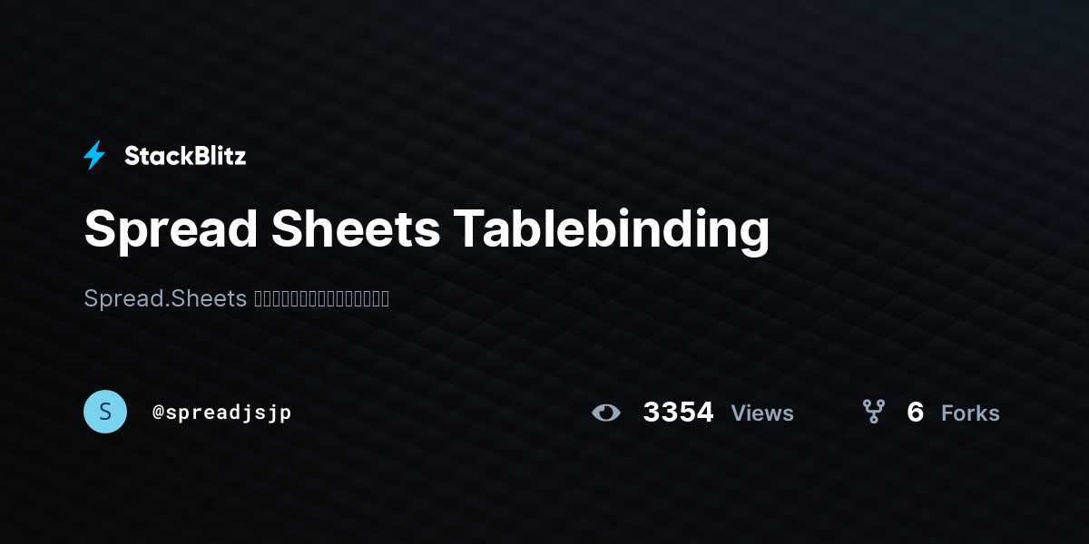 Spread Sheets Tablebinding - StackBlitz