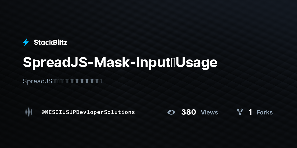 SpreadJS-Mask-InputーUsage - StackBlitz