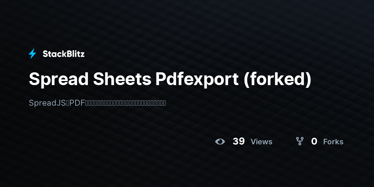 Spread Sheets Pdfexport (forked) - StackBlitz