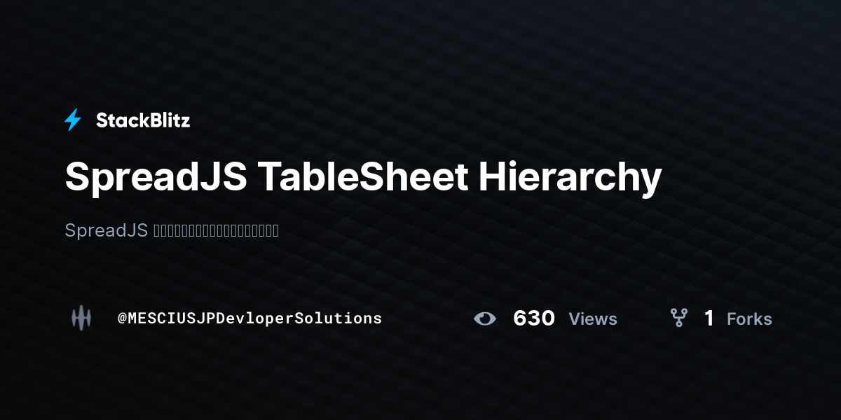 SpreadJS TableSheet Hierarchy - StackBlitz