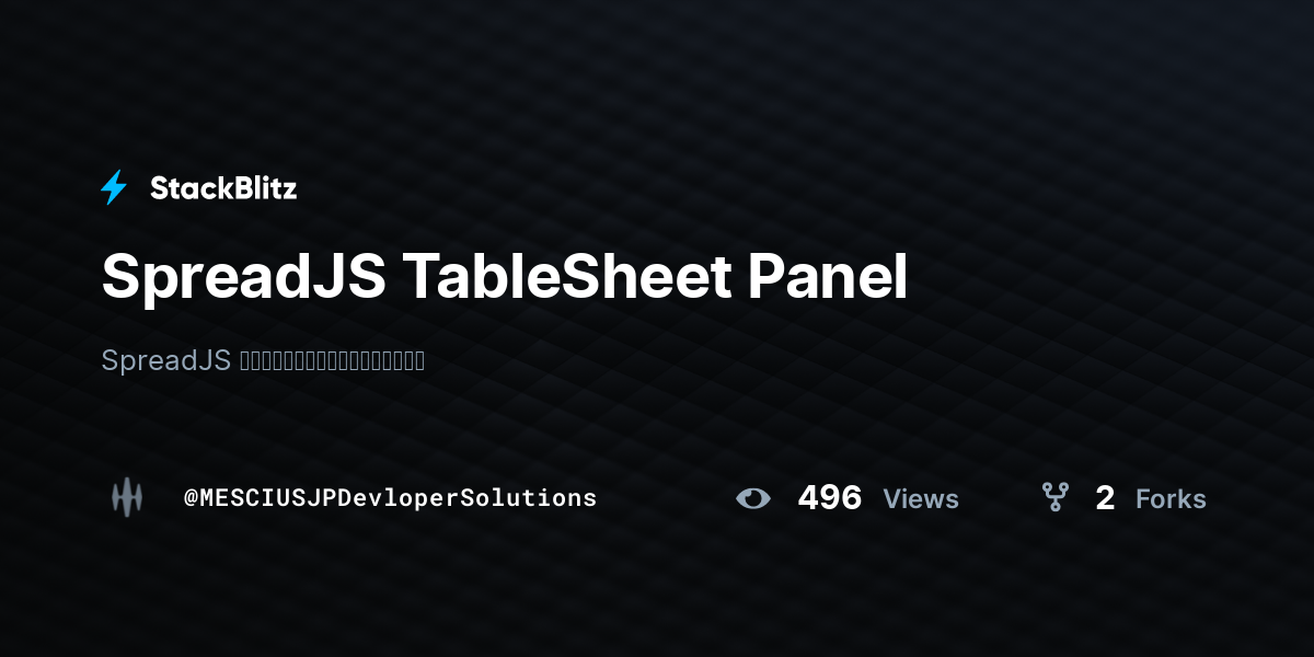 SpreadJS TableSheet Panel - StackBlitz