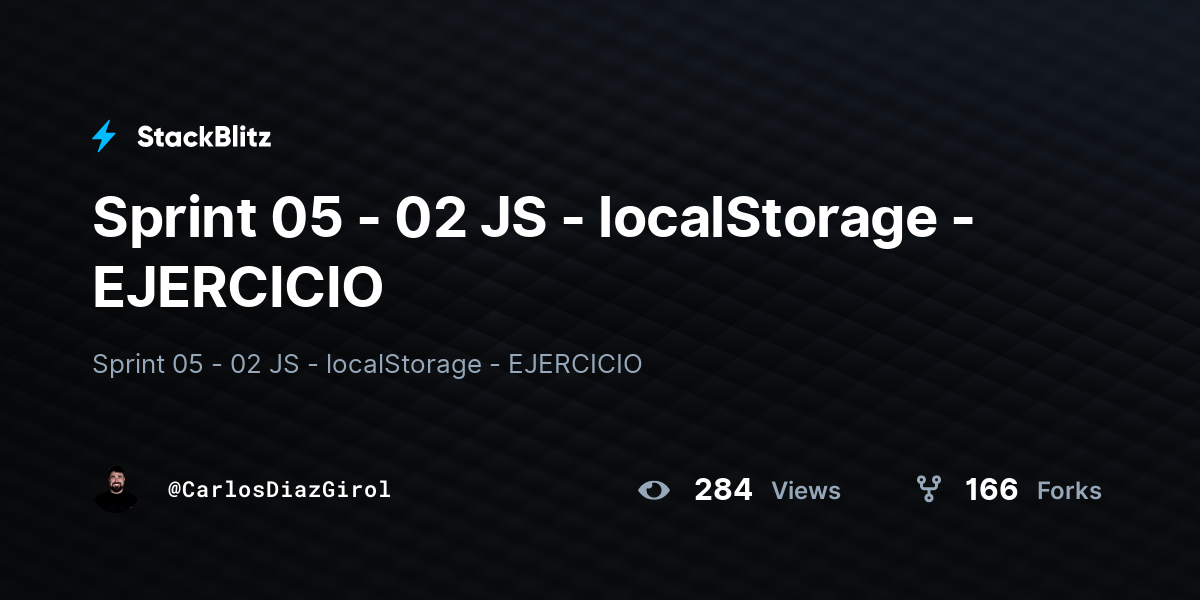 Sprint 05 - 02 JS - localStorage - EJERCICIO - StackBlitz