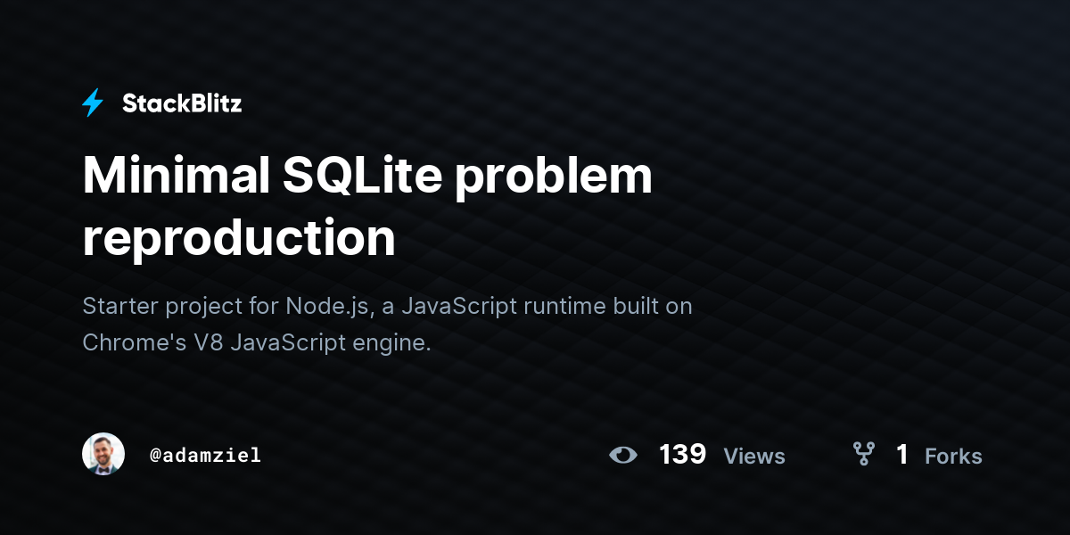 Minimal SQLite problem reproduction - StackBlitz