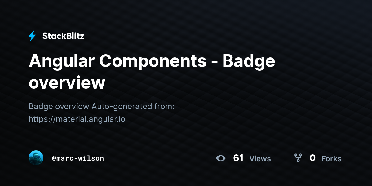 Angular Components - Badge overview - StackBlitz