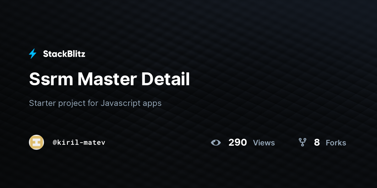 Ssrm Master Detail - StackBlitz