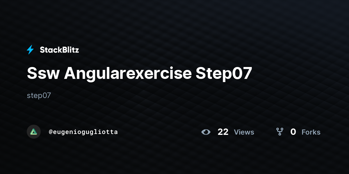 Ssw Angularexercise Step07 - StackBlitz