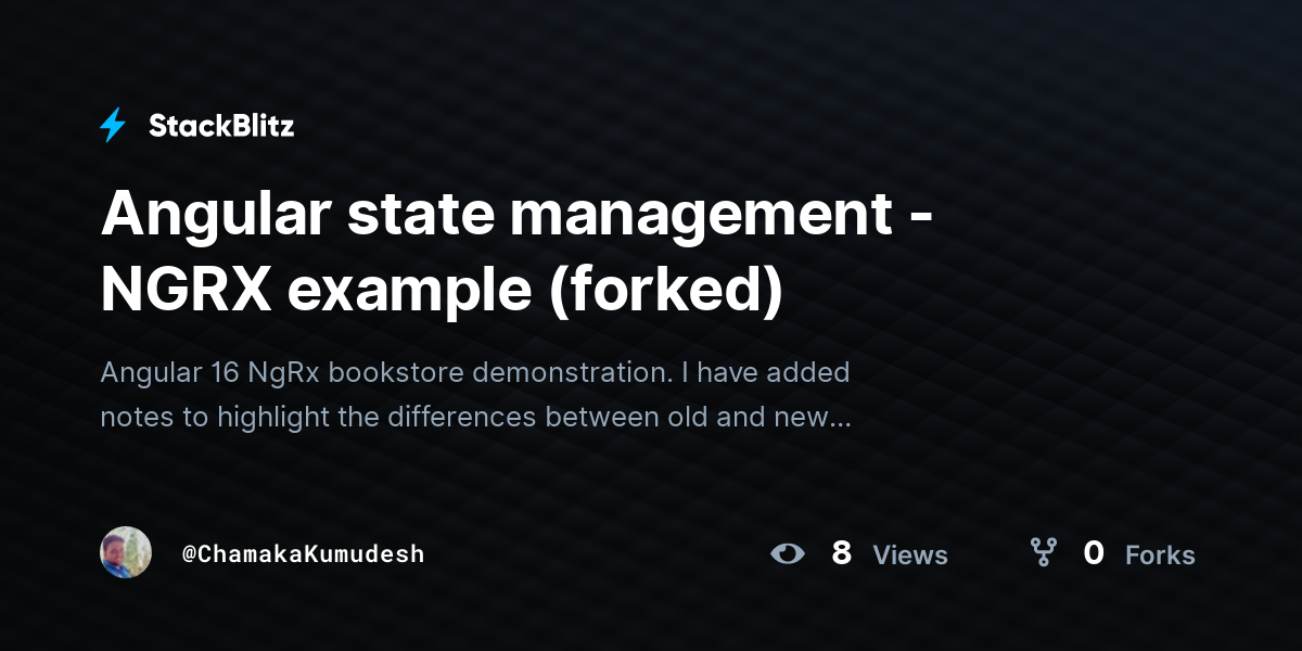 Angular state management - NGRX example (forked) - StackBlitz Angular state management - NGRX example (forked) - StackBlitz