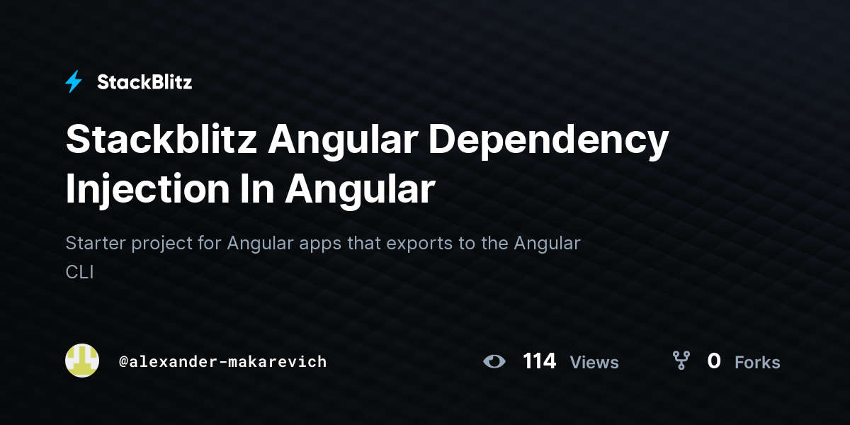 Stackblitz Angular Dependency Injection In Angular - StackBlitz