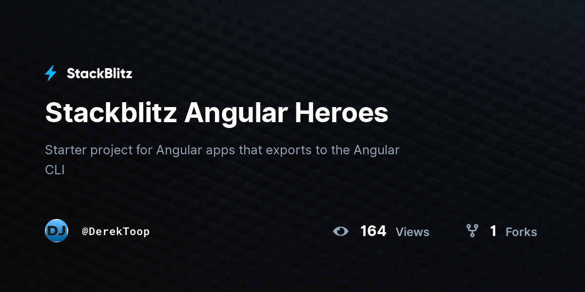 Stackblitz Angular Heroes - StackBlitz