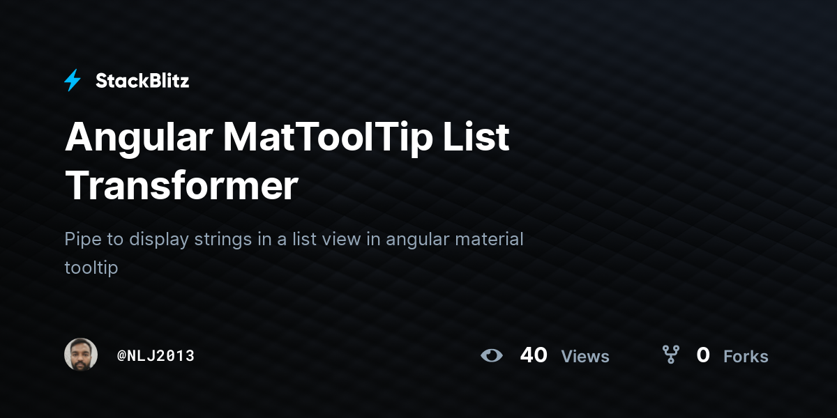 Angular MatToolTip List Transformer - StackBlitz