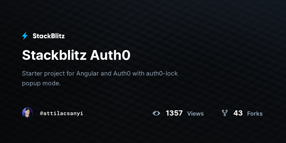 Stackblitz Auth0 - StackBlitz