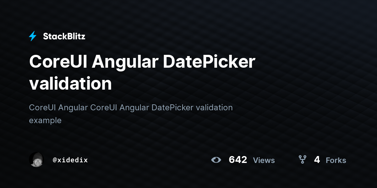 CoreUI Angular DatePicker validation - StackBlitz