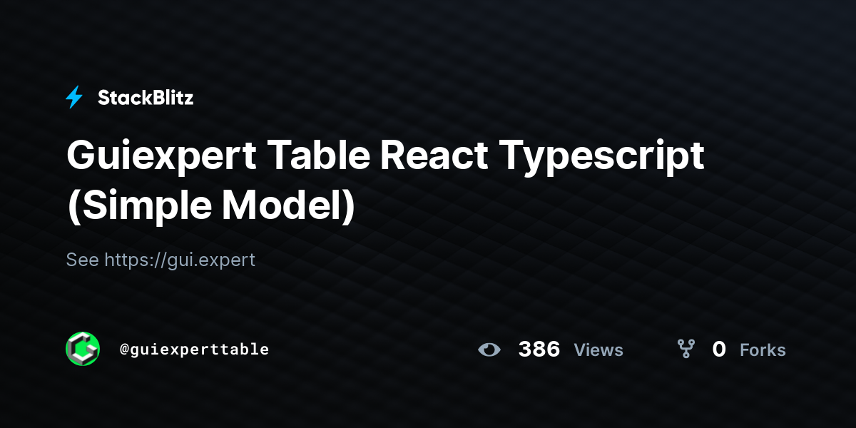 Guiexpert Table React Typescript (Simple Model) - StackBlitz