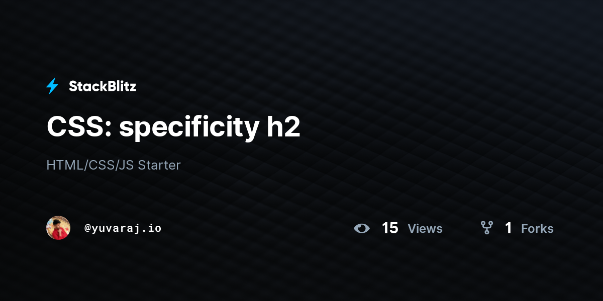 CSS: specificity h2 - StackBlitz