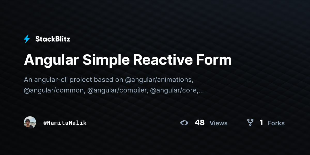 Angular Simple Reactive Form - StackBlitz