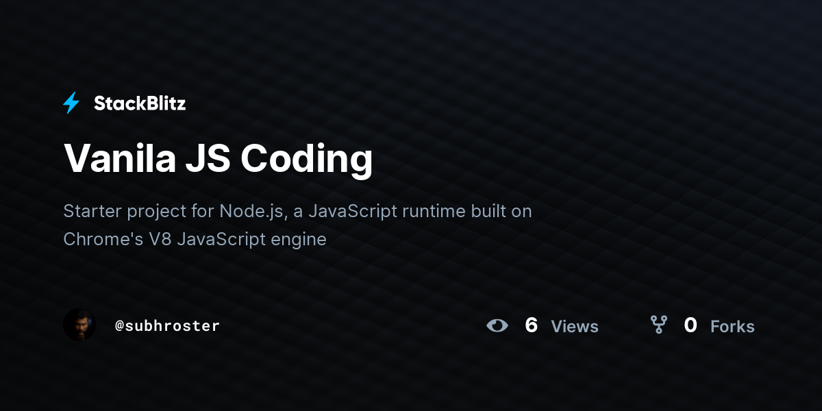 Vanila JS Coding - StackBlitz