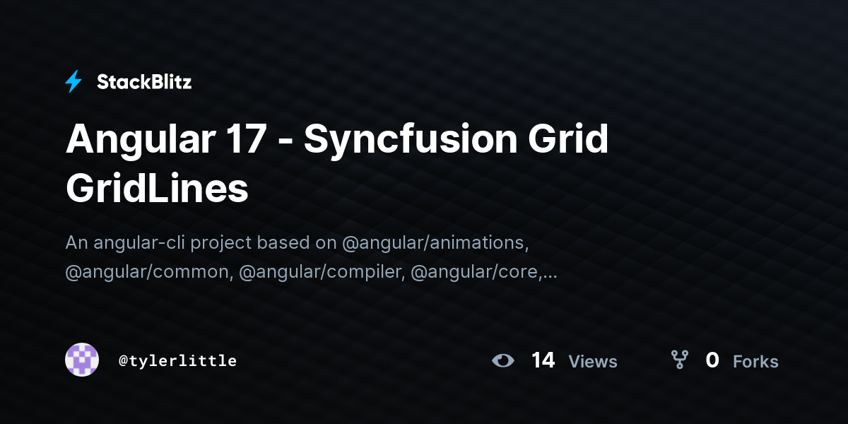 Angular 17 - Syncfusion Grid GridLines - StackBlitz