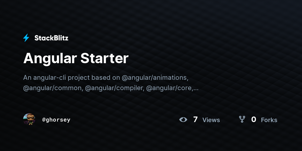 Angular Starter - StackBlitz
