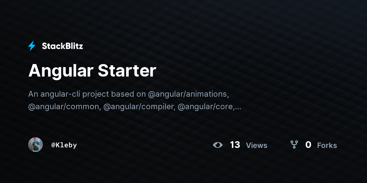 Angular Starter - StackBlitz